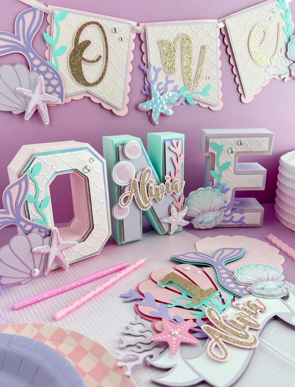 Mermaid 3D Letters , Mermaid One 3d Letters, Mermaid First Birthday ...