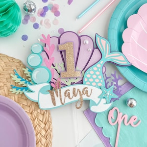 Mermaid Cake Topper, Mermaid 1st Birthday Banner, Mermaid One Banner ...