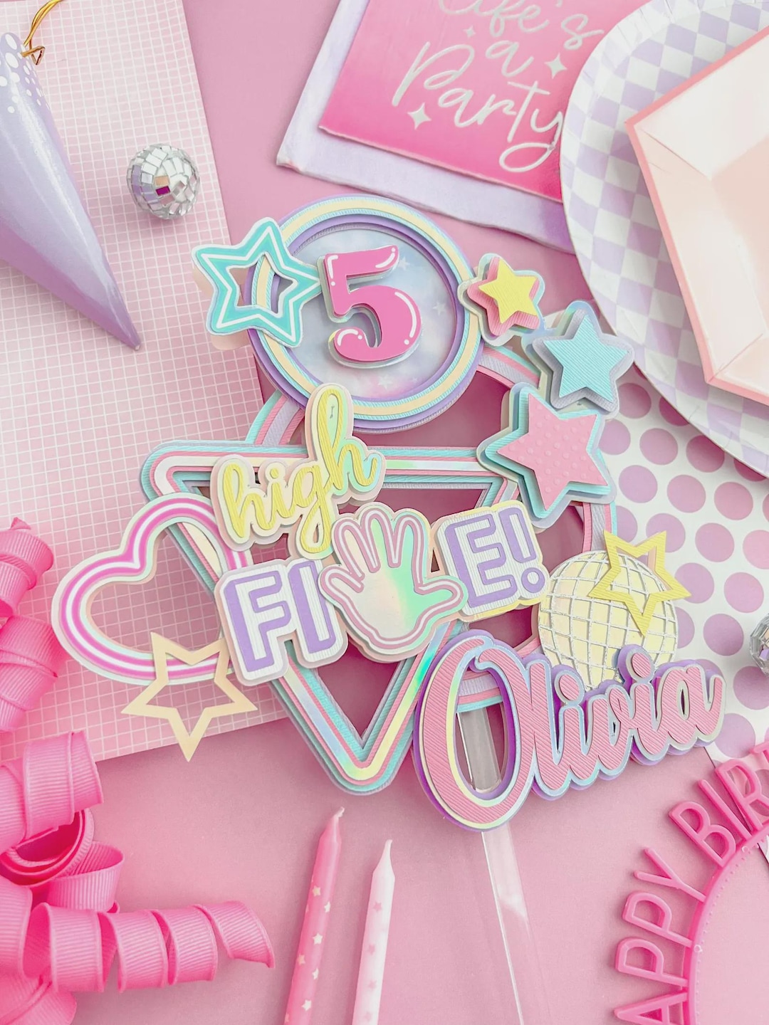 High Five Cake Topper, Officially a Handful Cake Topper, 5th Birthday ...
