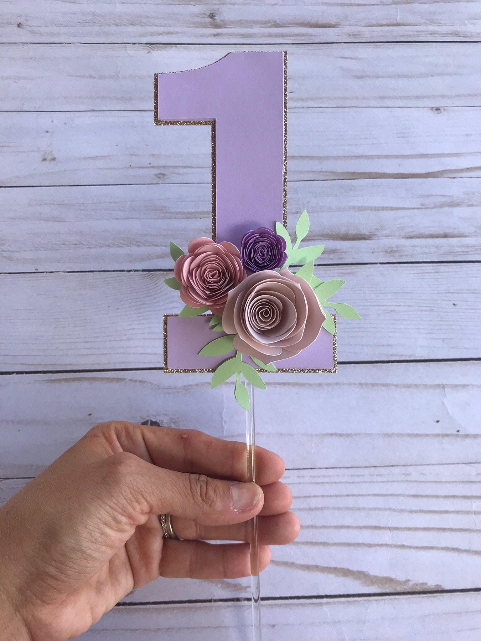 One year old cake topper Floral cake topper number 1 cake | Etsy