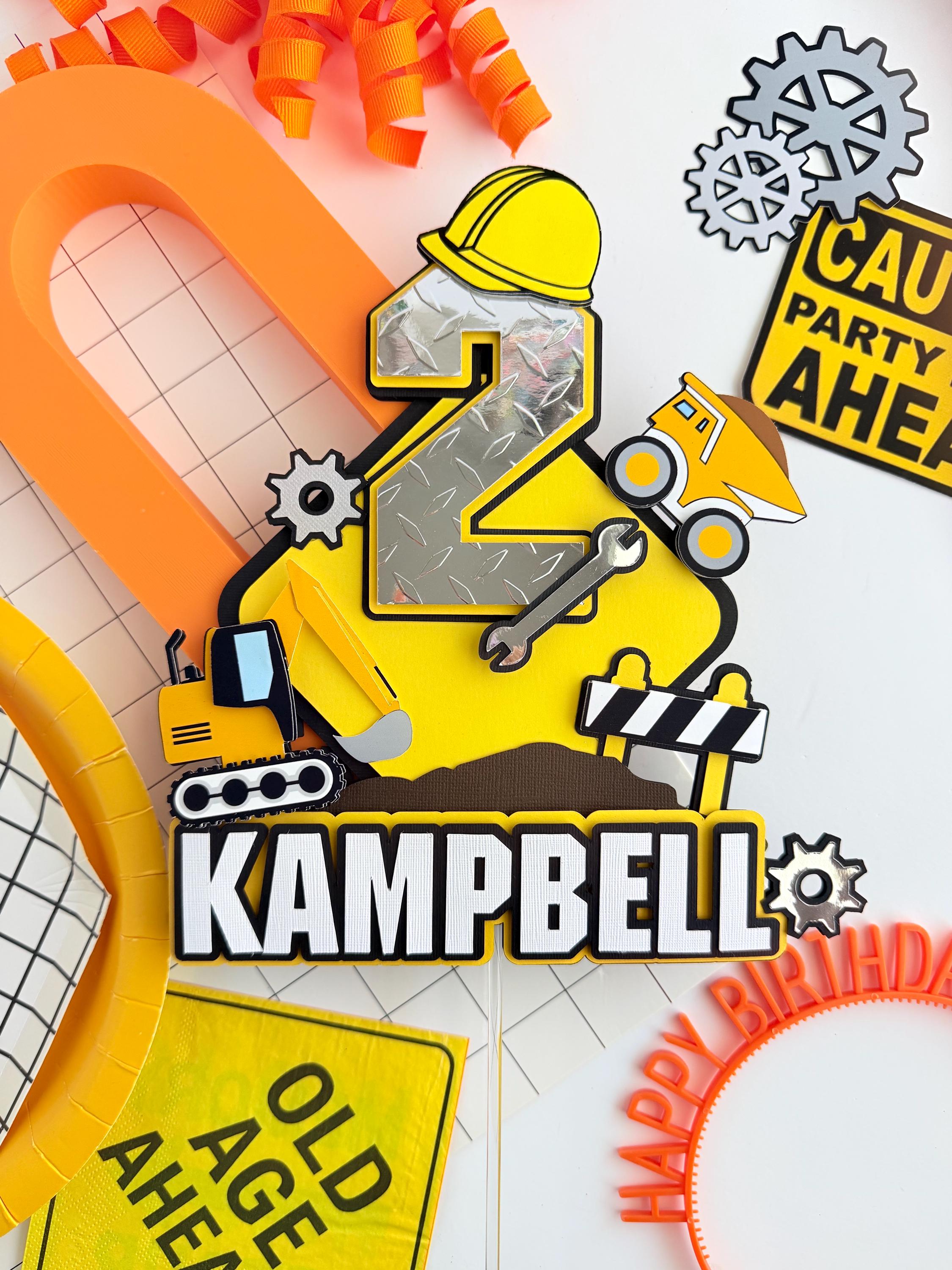 Construction Cake Topper: Contruction Birthday Party Decor, Exavator ...