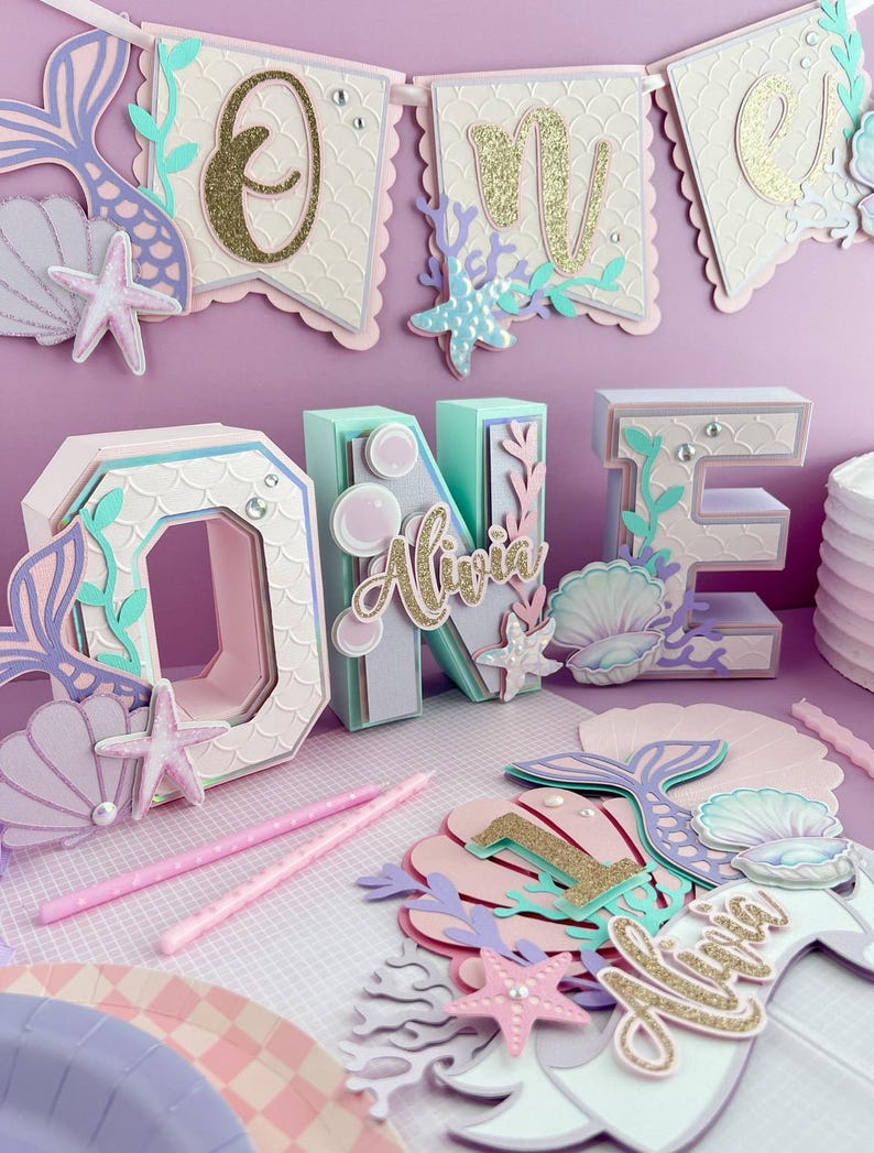 Mermaid 3D Letters , Mermaid One 3d Letters, Mermaid First Birthday ...