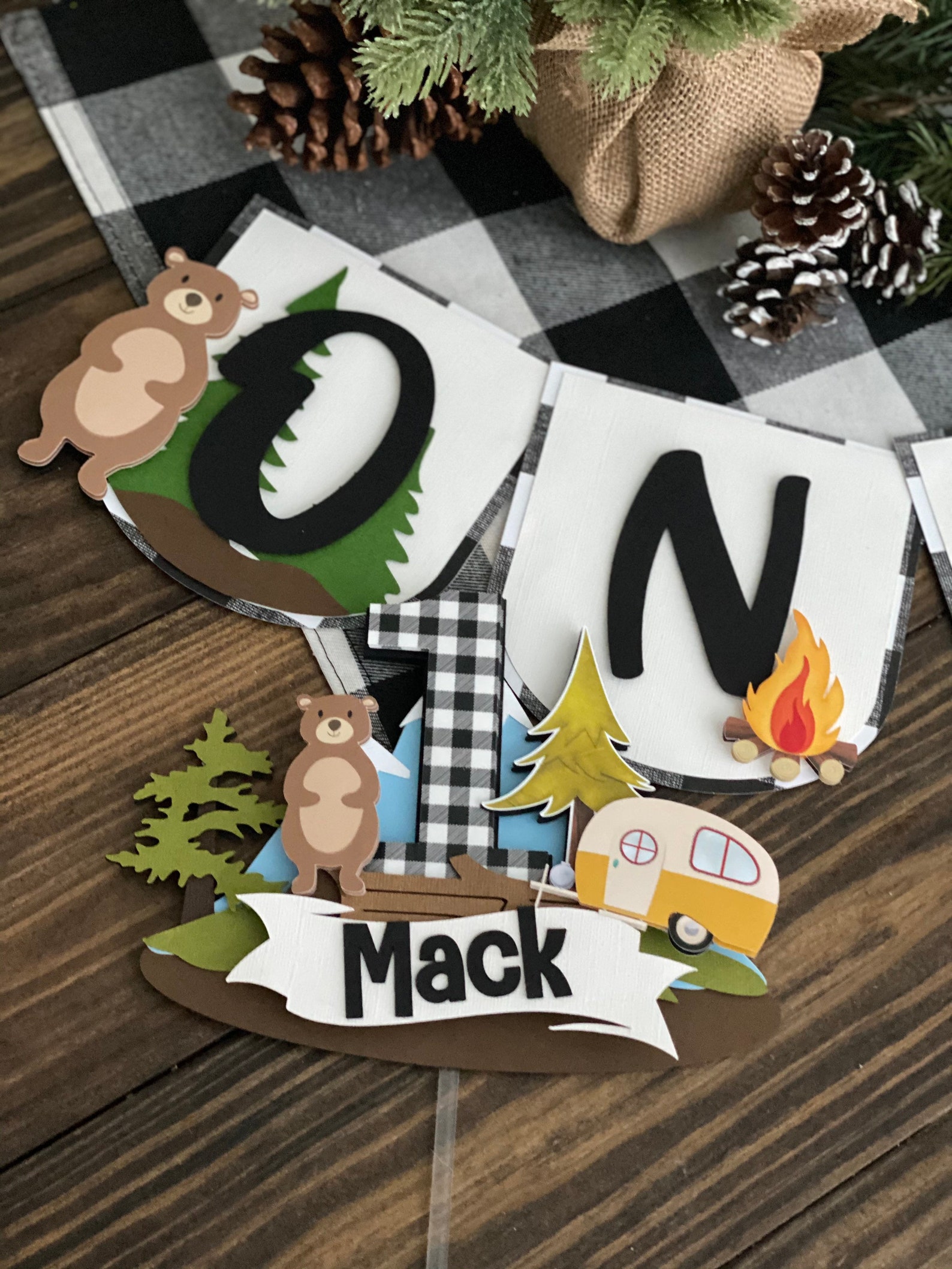 One Happy Camper Cake Topper, Little Camper Banner, Camping Theme ...