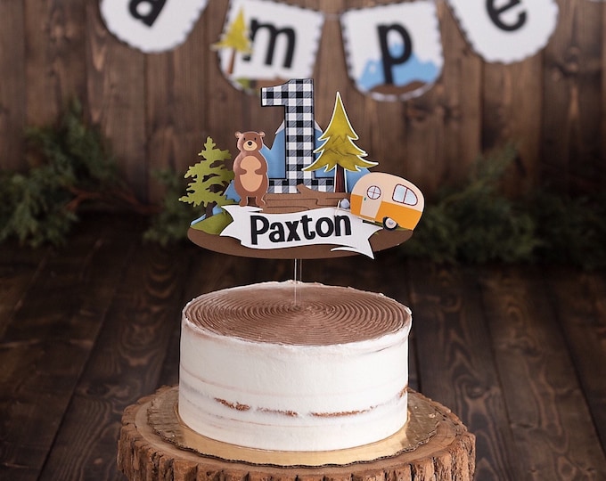 One Happy Camper Cake Topper Little Camper Banner Camping - Etsy