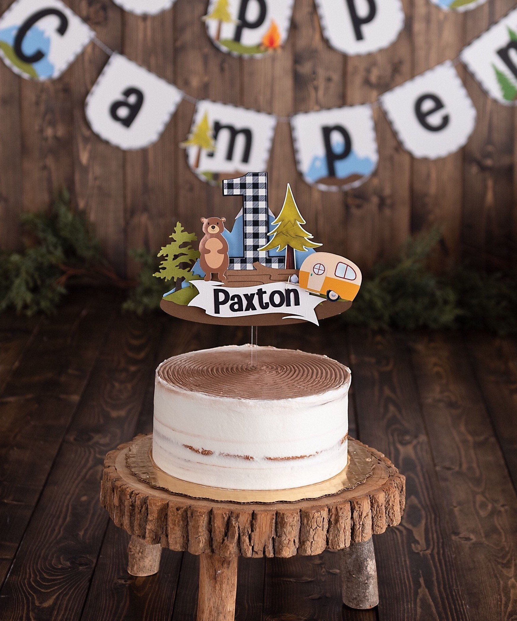 One Happy Camper Cake Topper, Little Camper Banner, Camping Theme ...