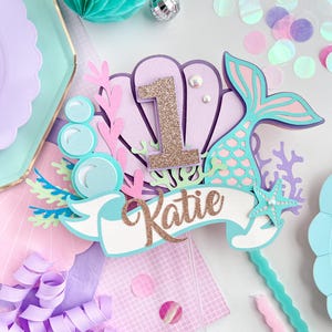 Mermaid Cake Topper, Mermaid 1st Birthday Banner, Mermaid One Banner ...