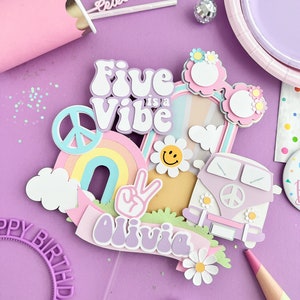 Groovy Cake Topper, Hippie Cake Topper, Groovy Birthday Party, Five is ...