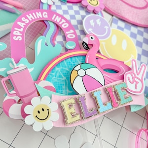 Preppy Pool Party Cake Topper, Splashing Into 10 Cake Topper, Teen Girl ...