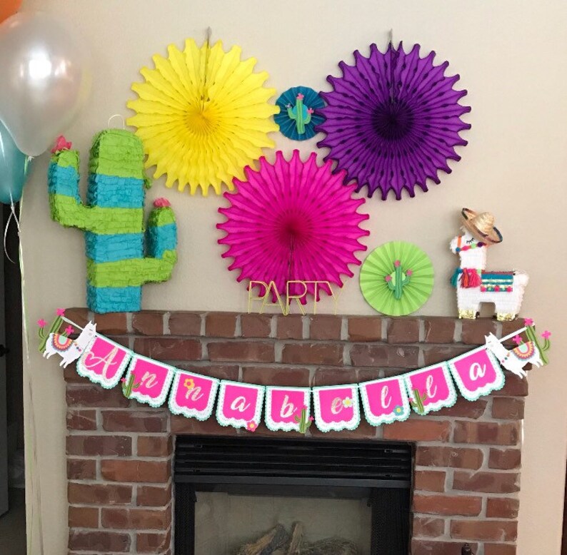 Llama Happy Birthday Banner, First Fiesta Banner, Llama Banner, Llama ...