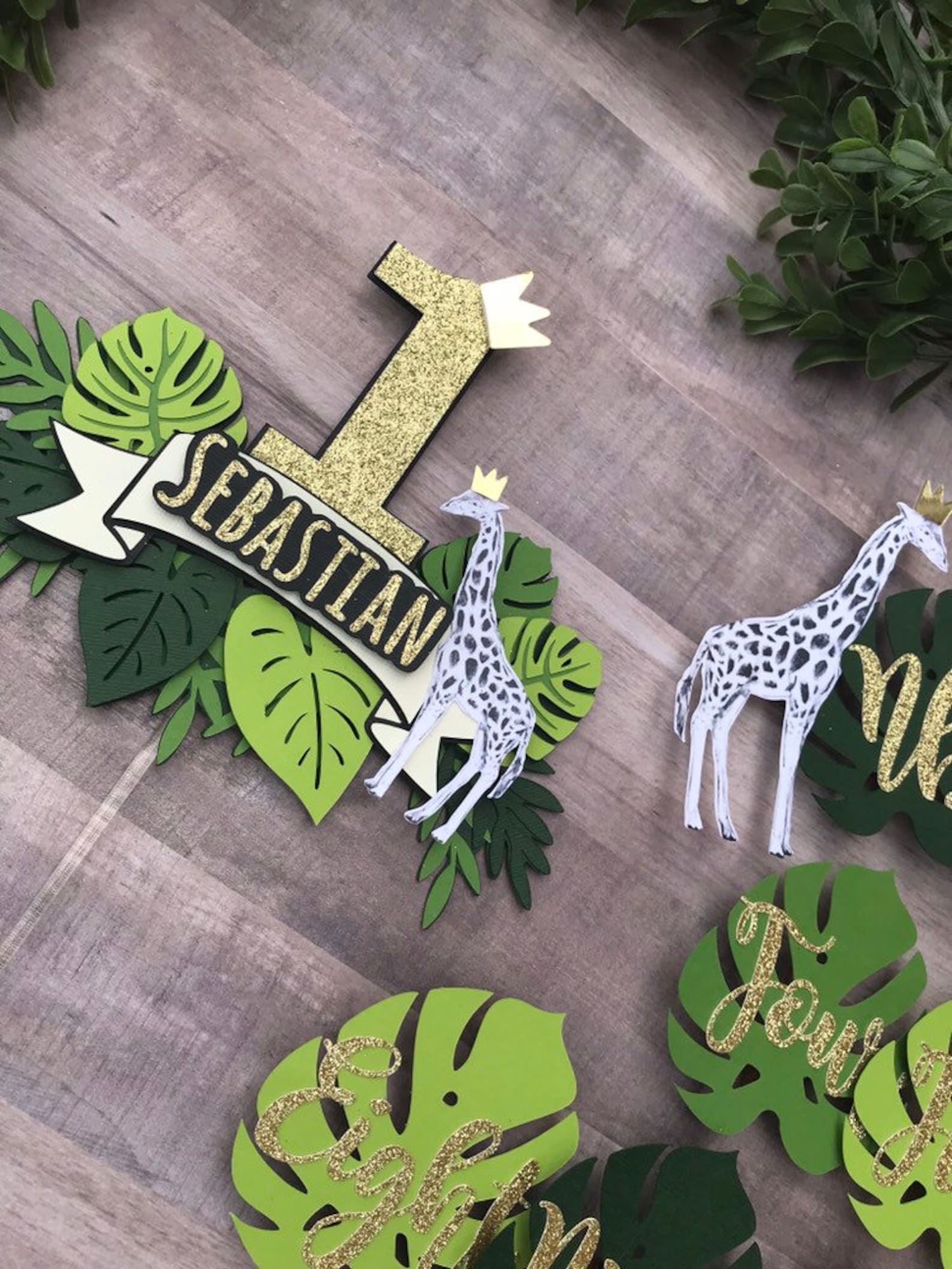 Jungle Safari Cake Topper Safari 1st Birthday Safari Gold - Etsy