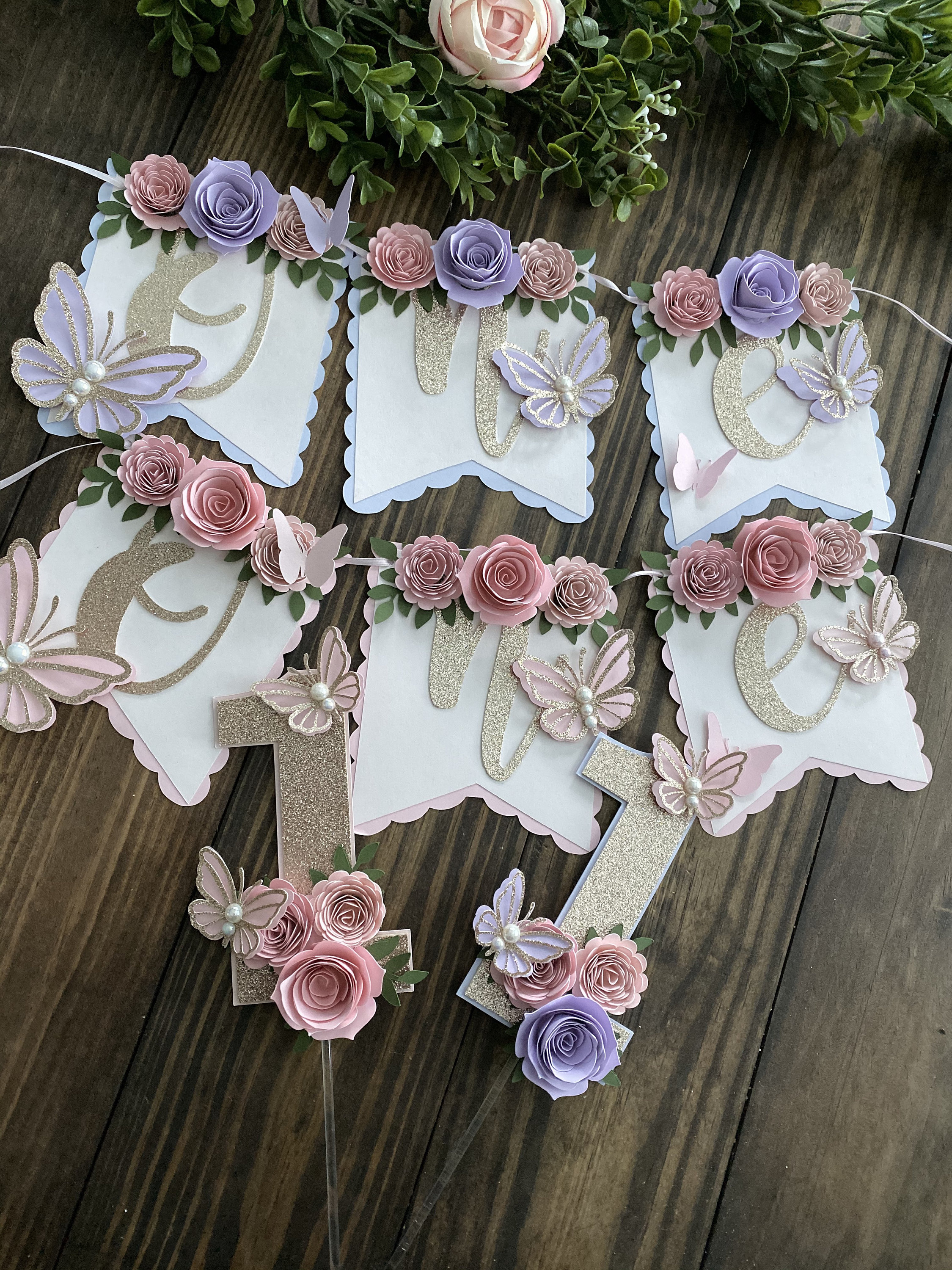 Butterfly theme banner butterfly floral banner 1st birthday | Etsy