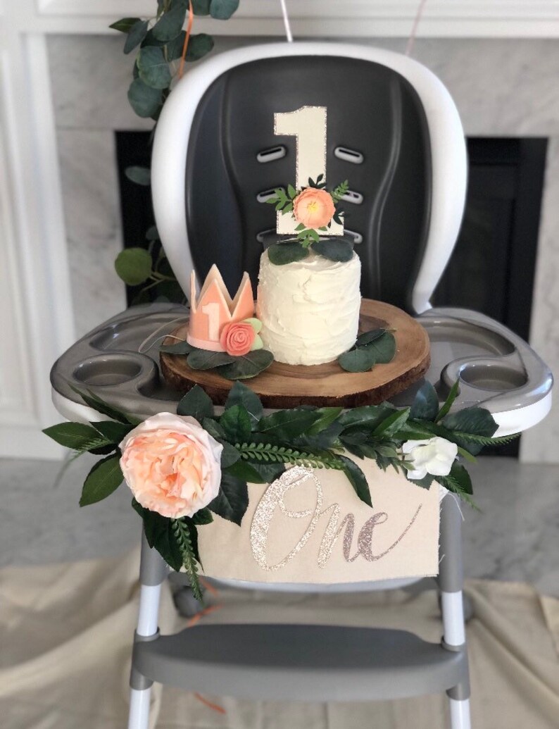 Floral garland High chair garland floral high chair banner | Etsy