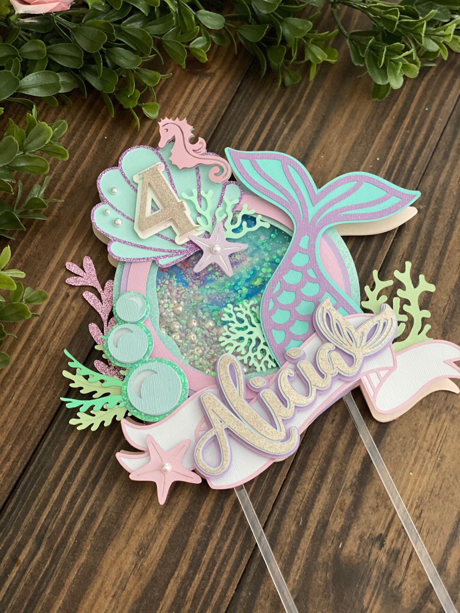 Mermaid cake topper Under the sea cake topper Shaker cake | Etsy