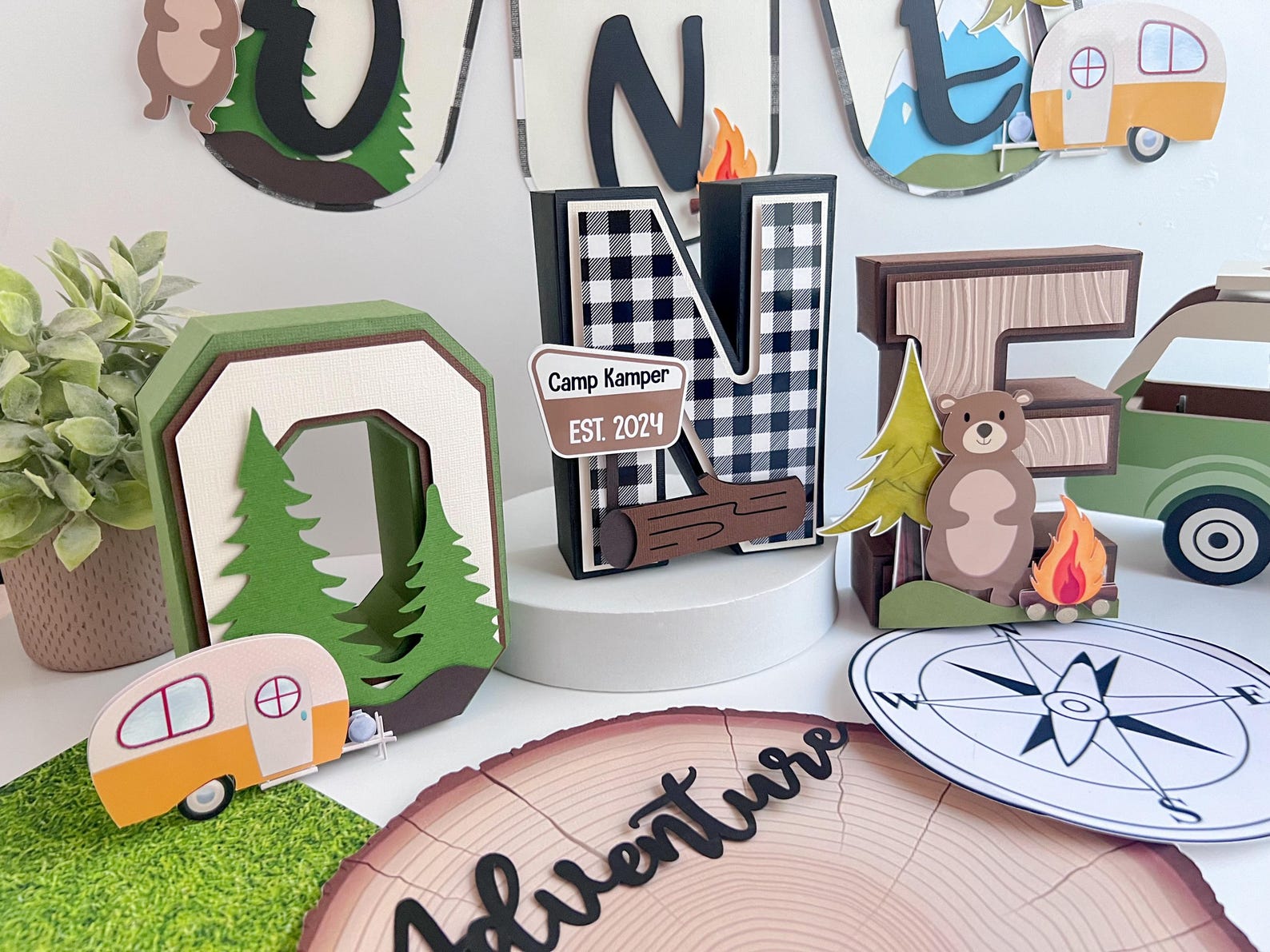 One Happy Camper 3D Letters, One Happy Camper Birthday Decorations ...