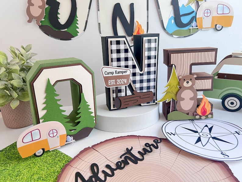 One Happy Camper 3D Letters, One Happy Camper Birthday Decorations ...