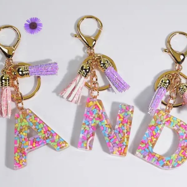 Resin Initial Keychain - Etsy