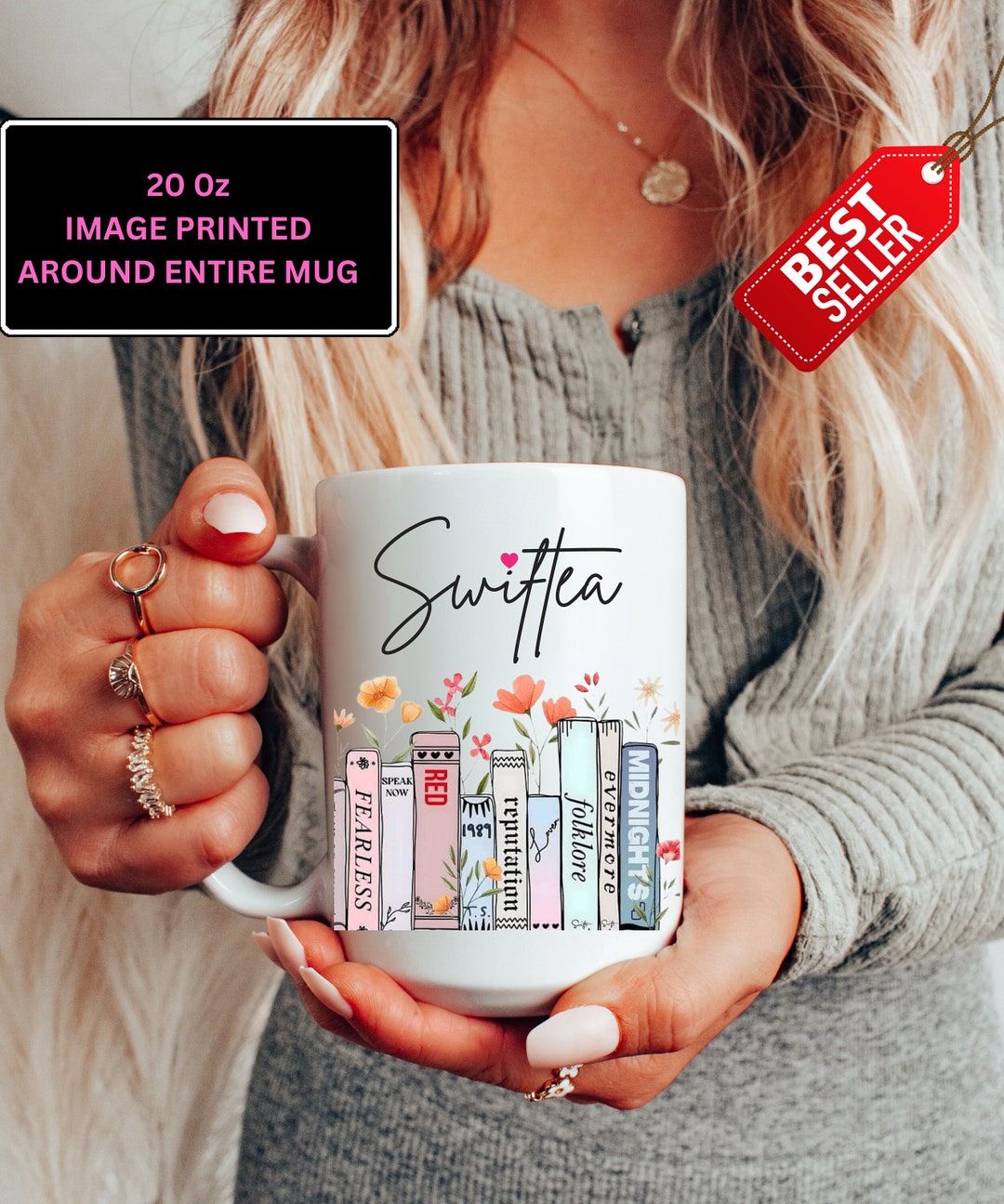 Personalized Swiftea Mug, Floral Music Album Mug, Gift for Her, Trendy ...