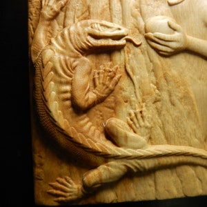 Wood Carved Picture Wall Decoration Plaque. Eve and the Serpent ...