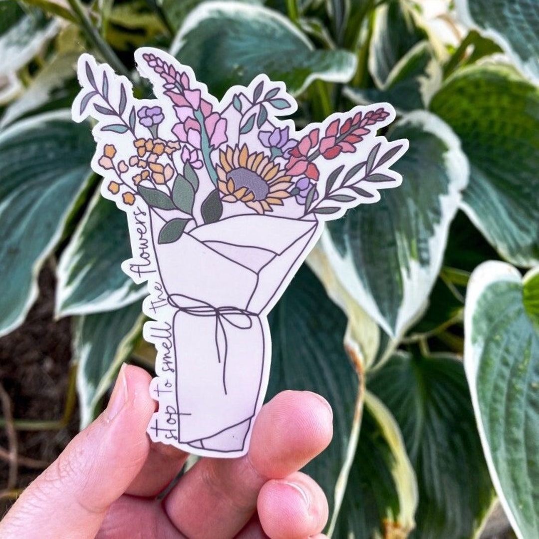 Stop to Smell the Flowers Sticker | Floral Market Flower Sticker ...
