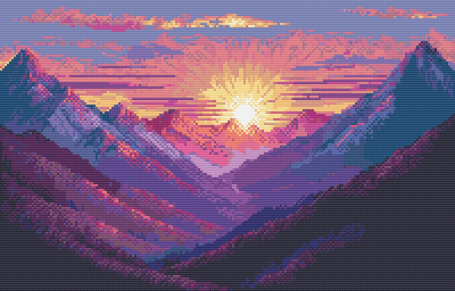 Mountain Peaks by Sunrise Cross Stitch Pattern PDF Full Coverage Cross ...