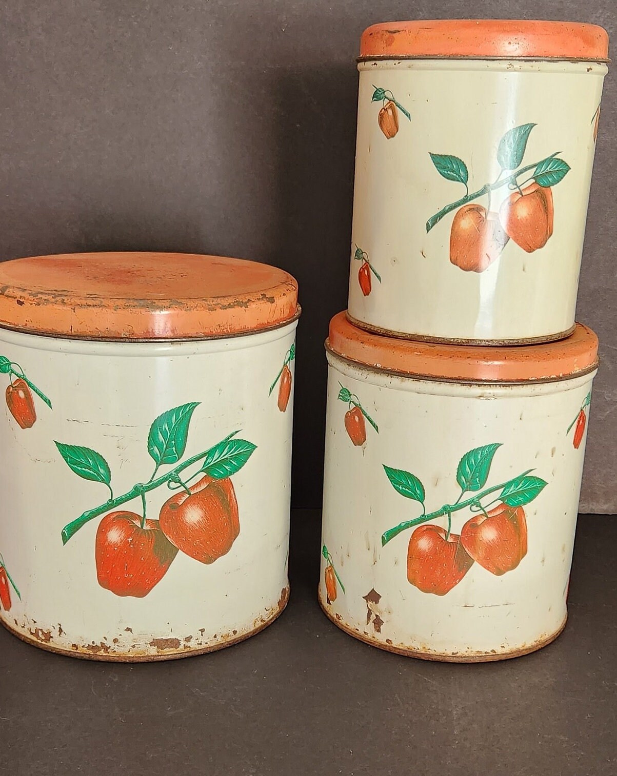 Vintage 50's Apple Trio Canister Mid Century, Farm House - Etsy