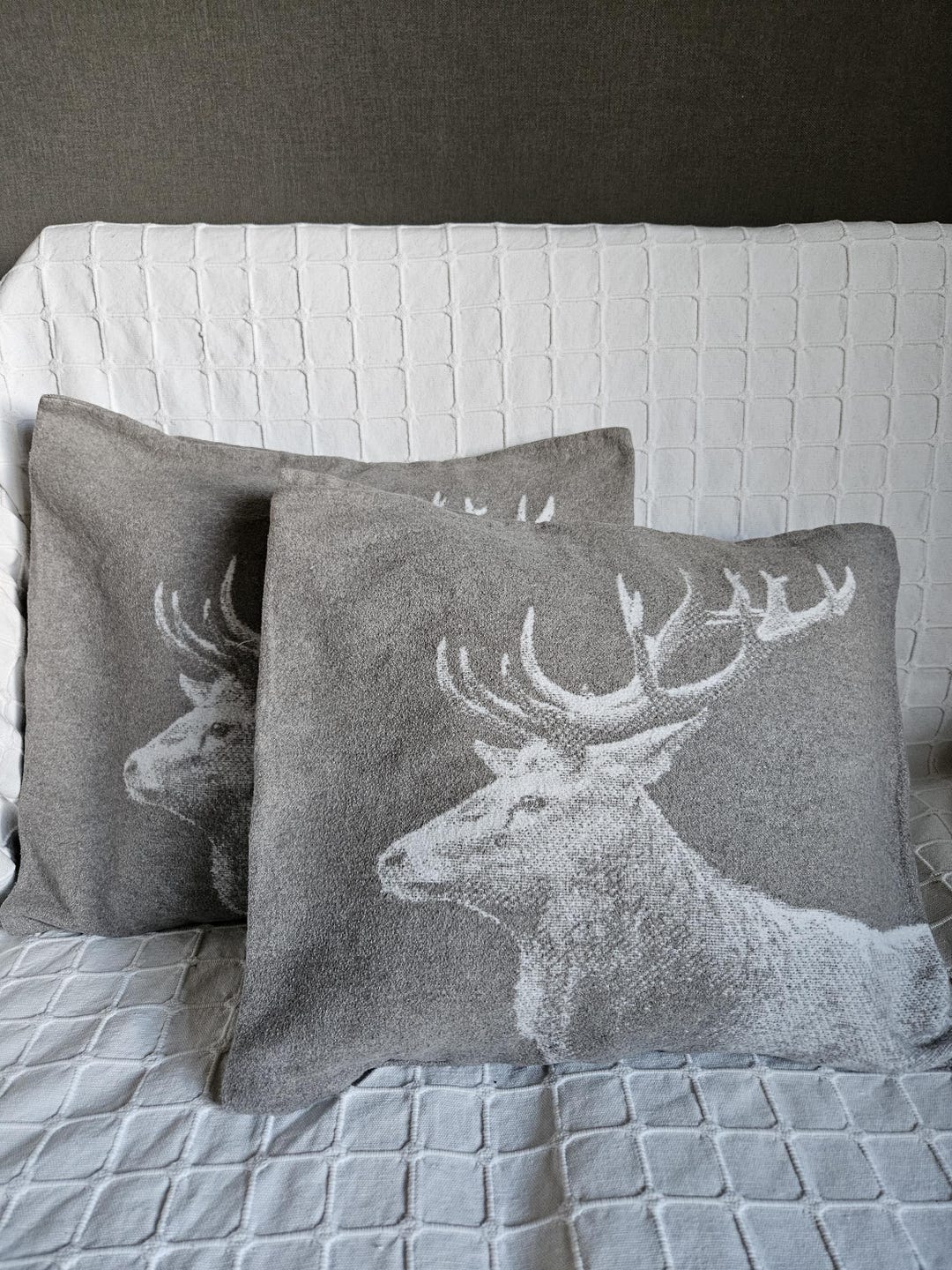 Set of 2 Deer Print Pillowcases by David Fussenegger, Christmas Decor ...