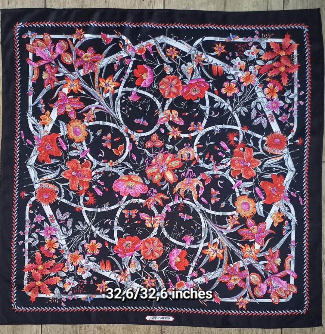 JIM THOMPSON Floral Silk Scarf, Vintage Authentic Jim Thompson Scarf ...