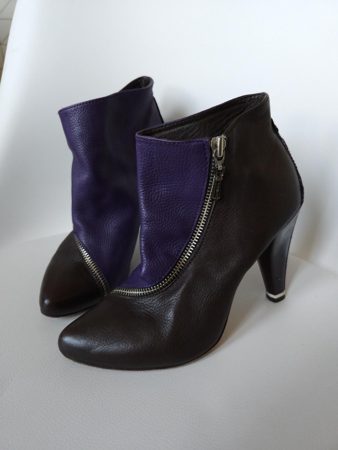 Vintage Diesel Ankle Boots Heels, Leather Womens Diesel Heels, Brown ...