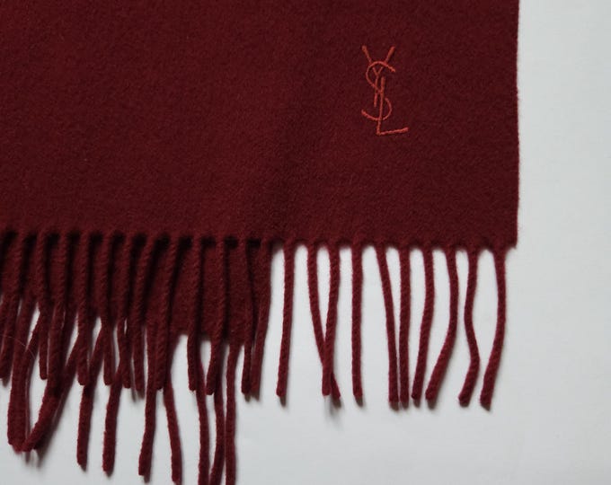 Vintage Yves Saint Laurent Wool Scarf, Burgundy Scarf, Winter Scarf ...