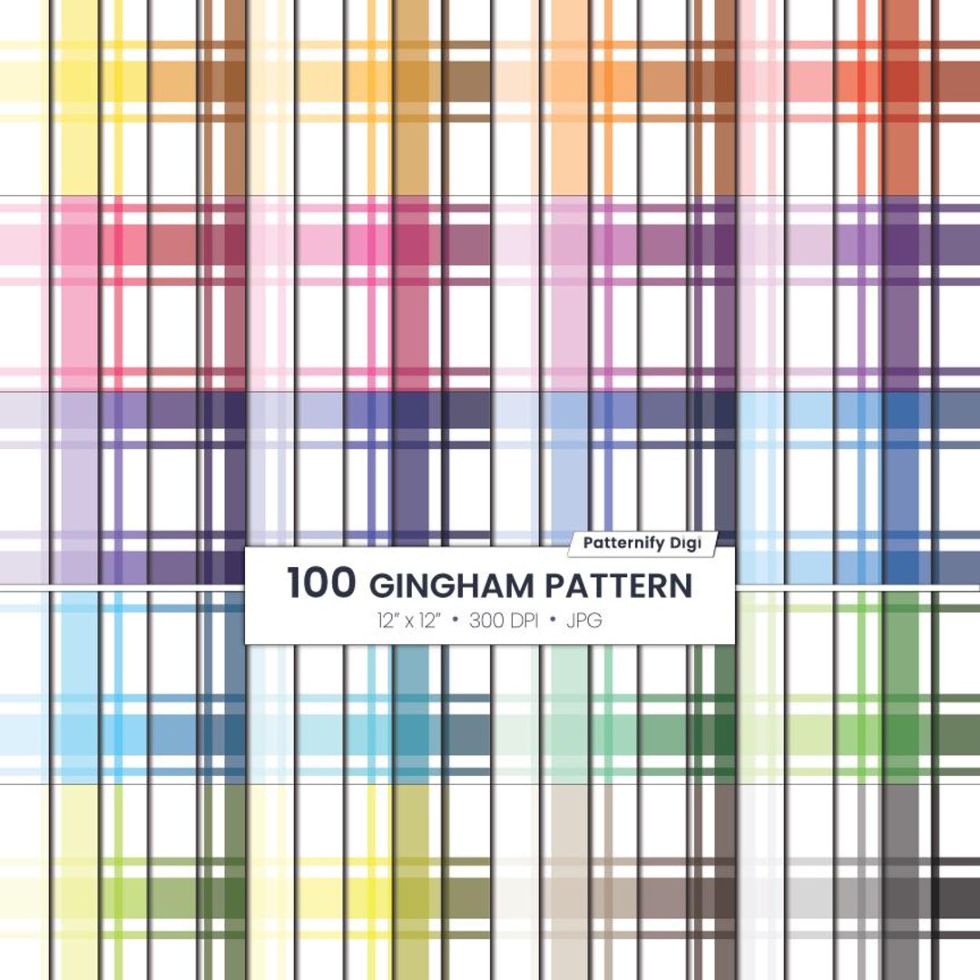 Gingham Digital Paper: 100 Colorful Plaid Patterns (digital Download ...