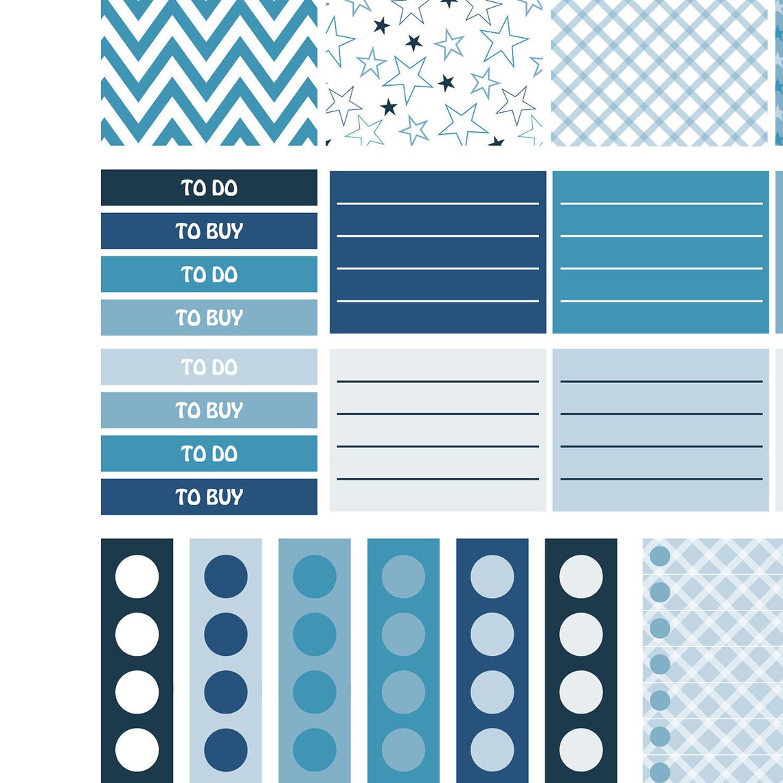 Blue Happy Planner Printable Stickers, Stars Weekly Stickers Kits ...