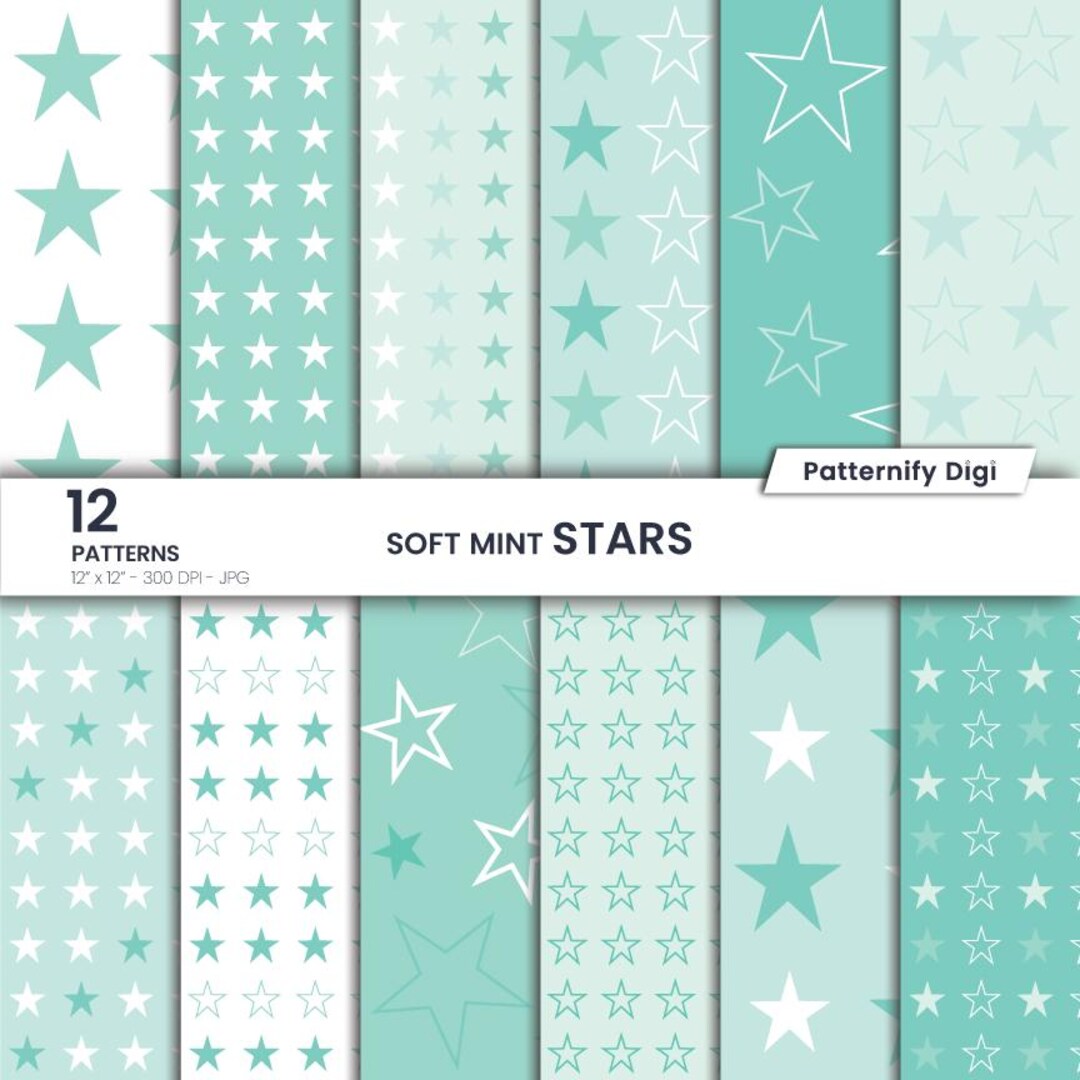 Mint Green Star Digital Paper: Seamless Pastel Pattern (12x12" Jpgs) - Etsy