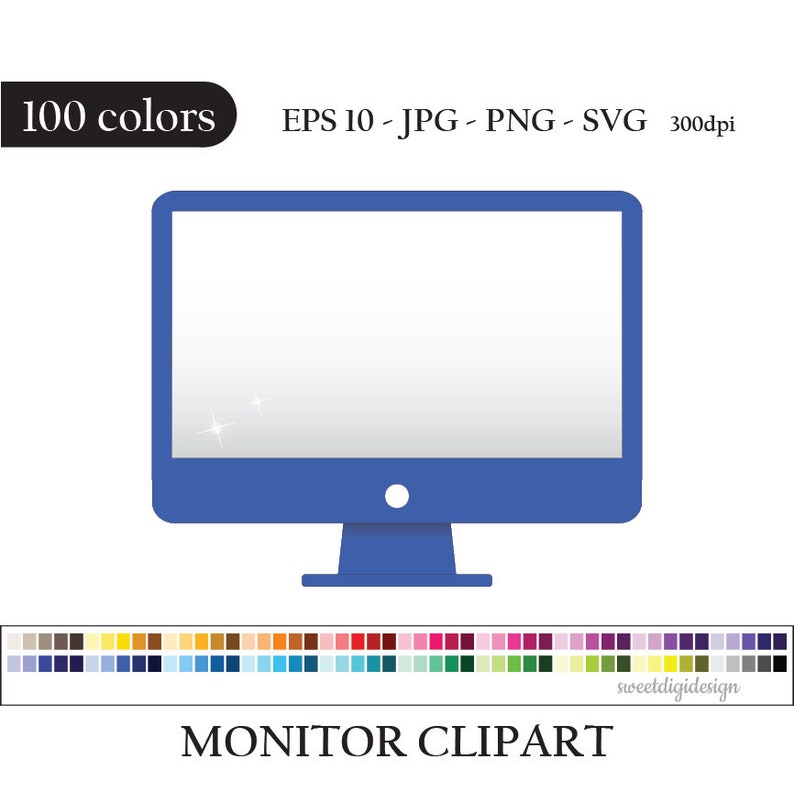 Computer Screen Clipart Monitor Clipart - Etsy