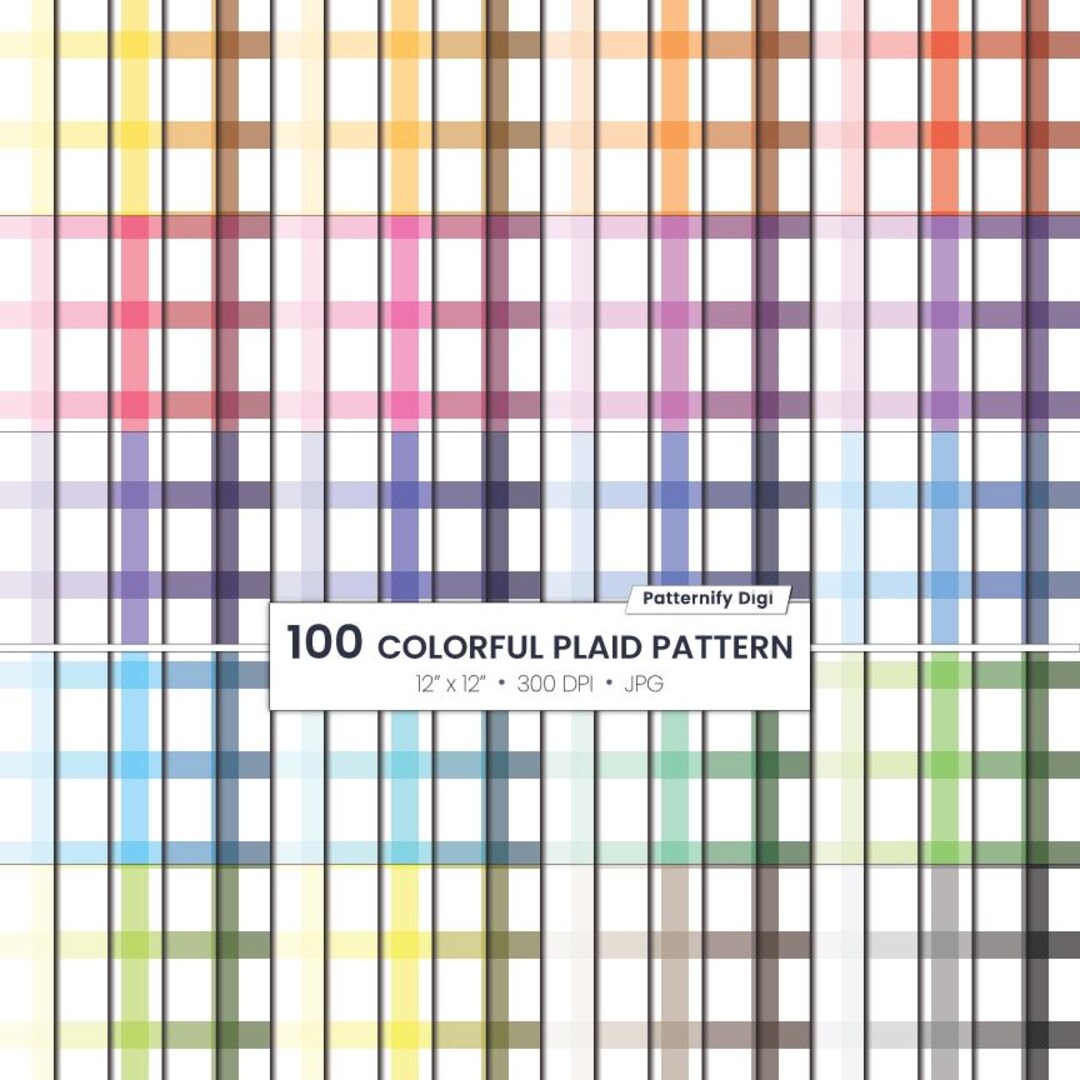 Rainbow Gingham Digital Paper Pack: 12x12" Seamless Patterns (small ...