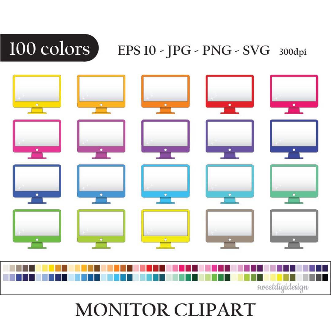 Computer Screen Clipart, Monitor Clipart - Etsy