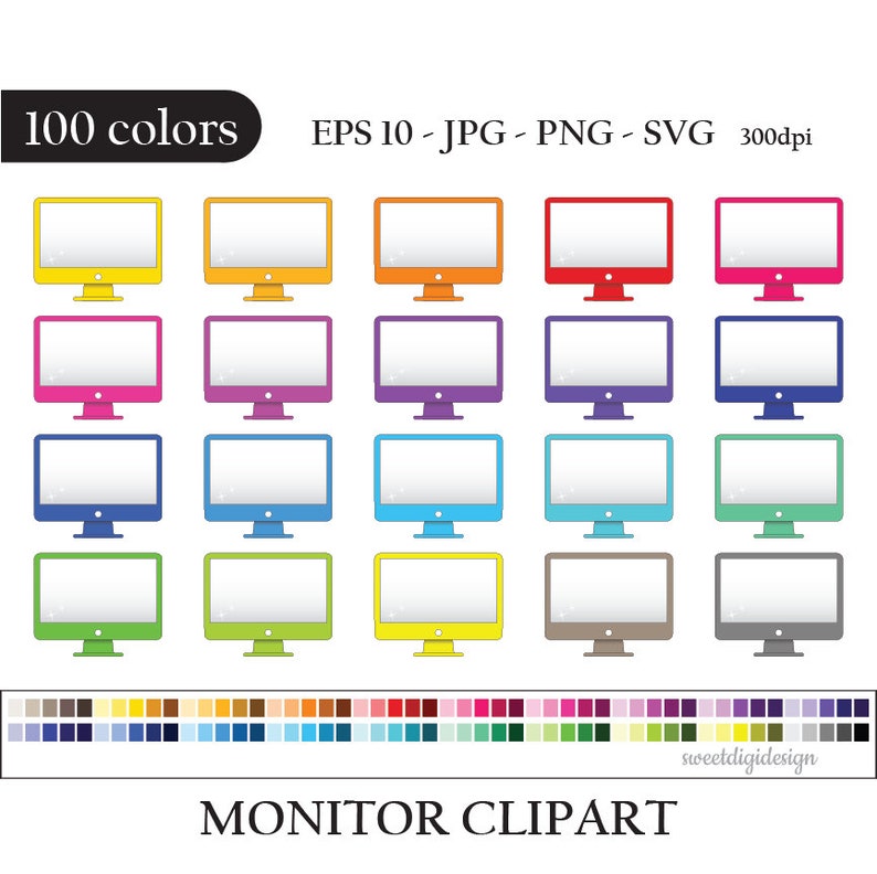 Computer Screen Clipart Monitor Clipart - Etsy