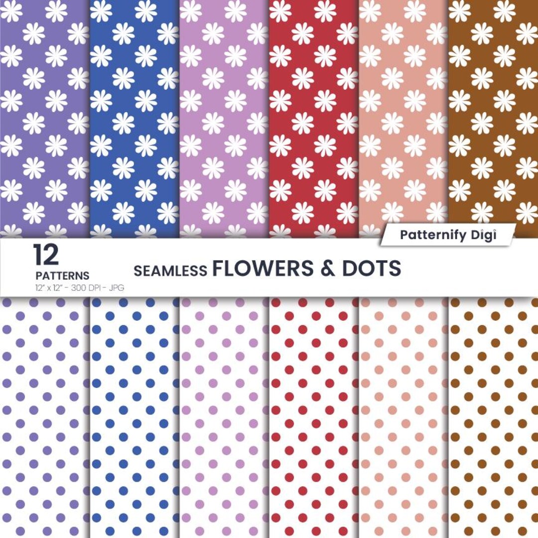 Pastel Floral Polka Dot Digital Paper: Seamless Scrapbook Backgrounds ...