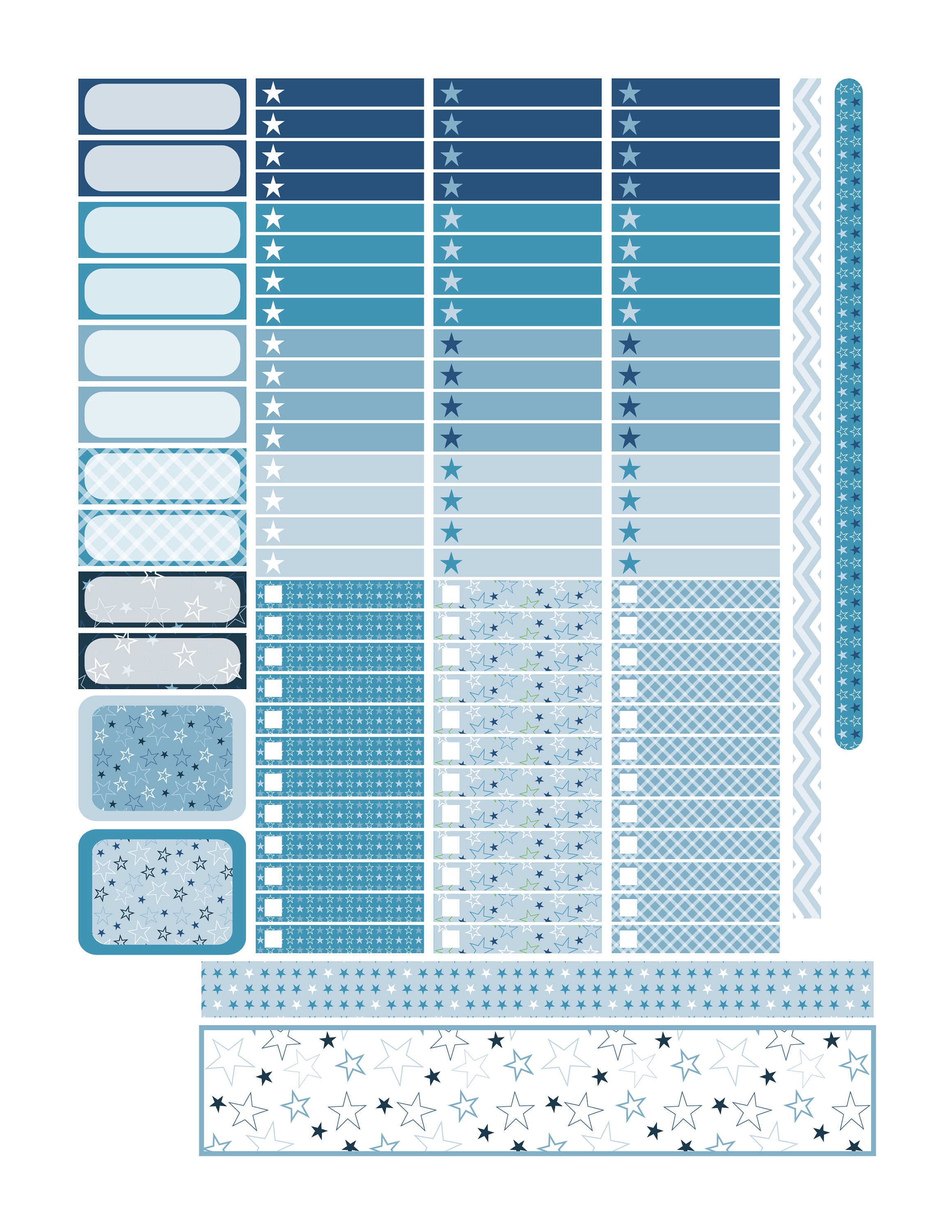 Blue Happy Planner Printable Stickers, Printable Functional Stickers ...