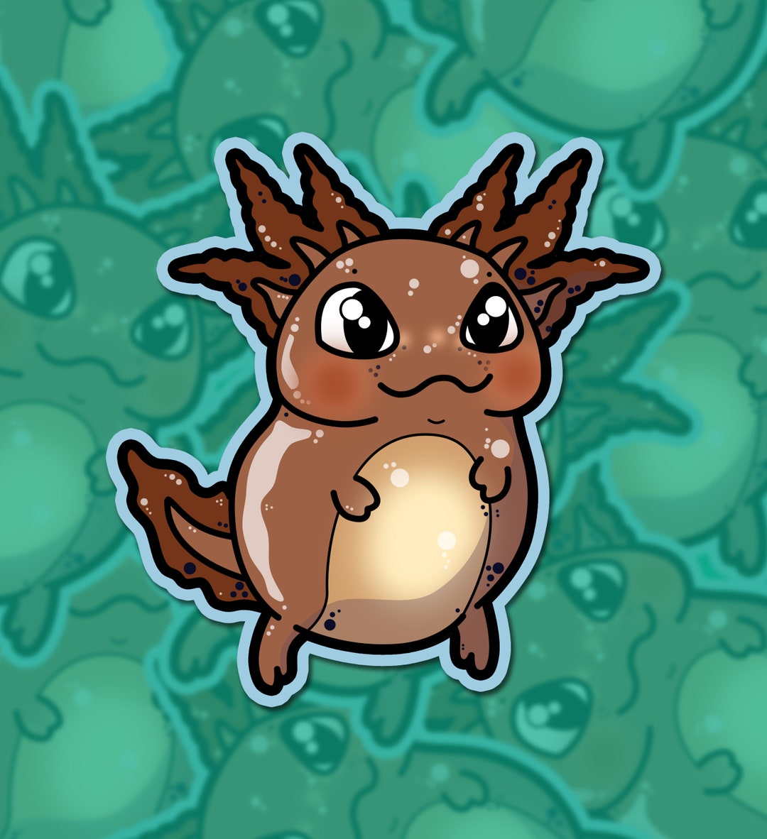 Cute Brown Axolotl Sticker Kawaii Adorable Decal Chibi - Etsy