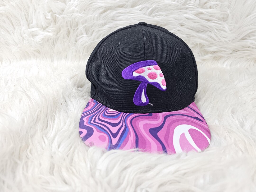 Rare Trippy Mellow Mushroom Psychedelic Purple Snapback Hat Cap Pizza ...