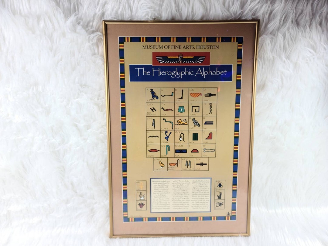 Vintage 1996 the Hieroglyphic Alphabet Print - Made in Egypt Framed ...