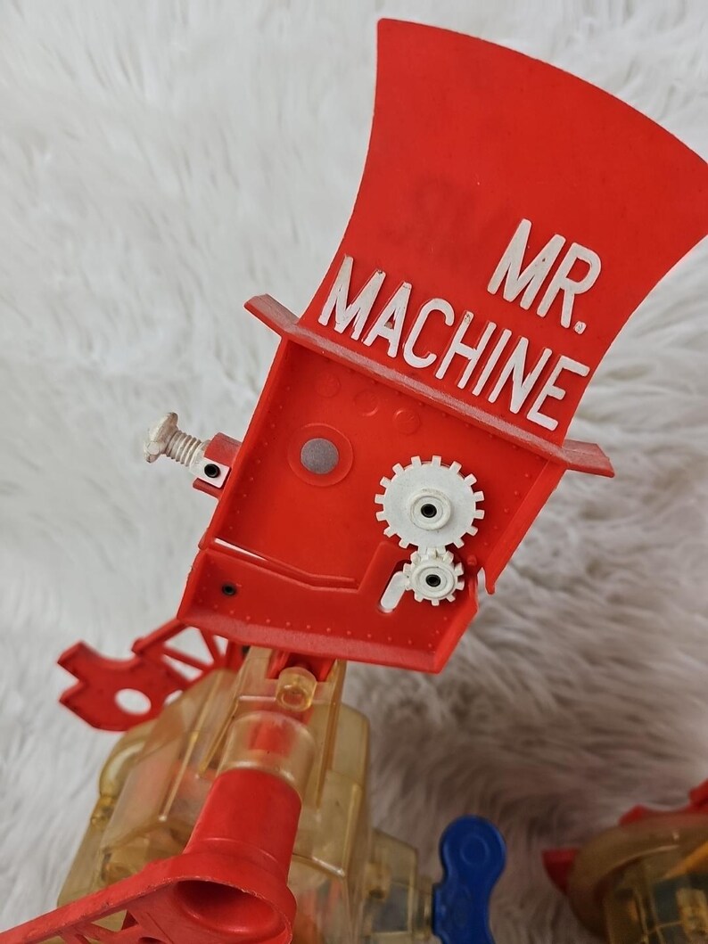 2 Vintage MR. MACHINE Robot Toys Ideal Toy Co. 1961 1977 Walk N Whistle ...