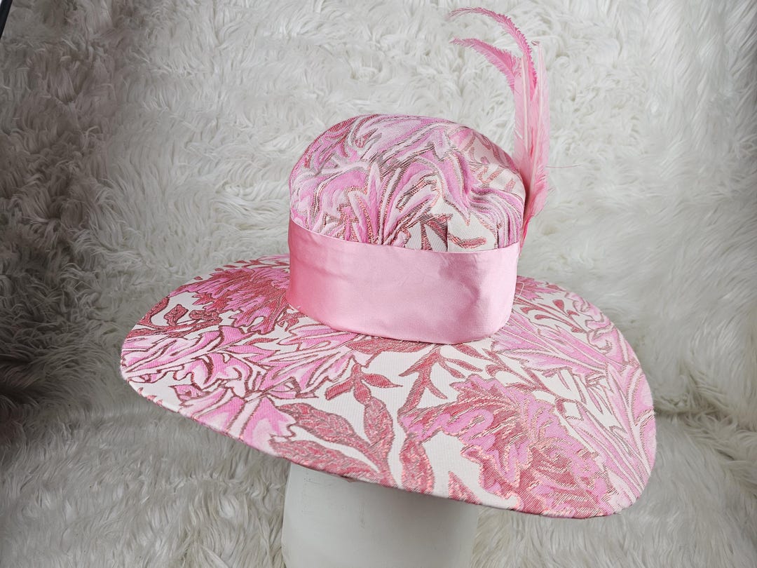 Women's Church PINK Derby Large Brim Hat Suzanne Couture Millinery ...