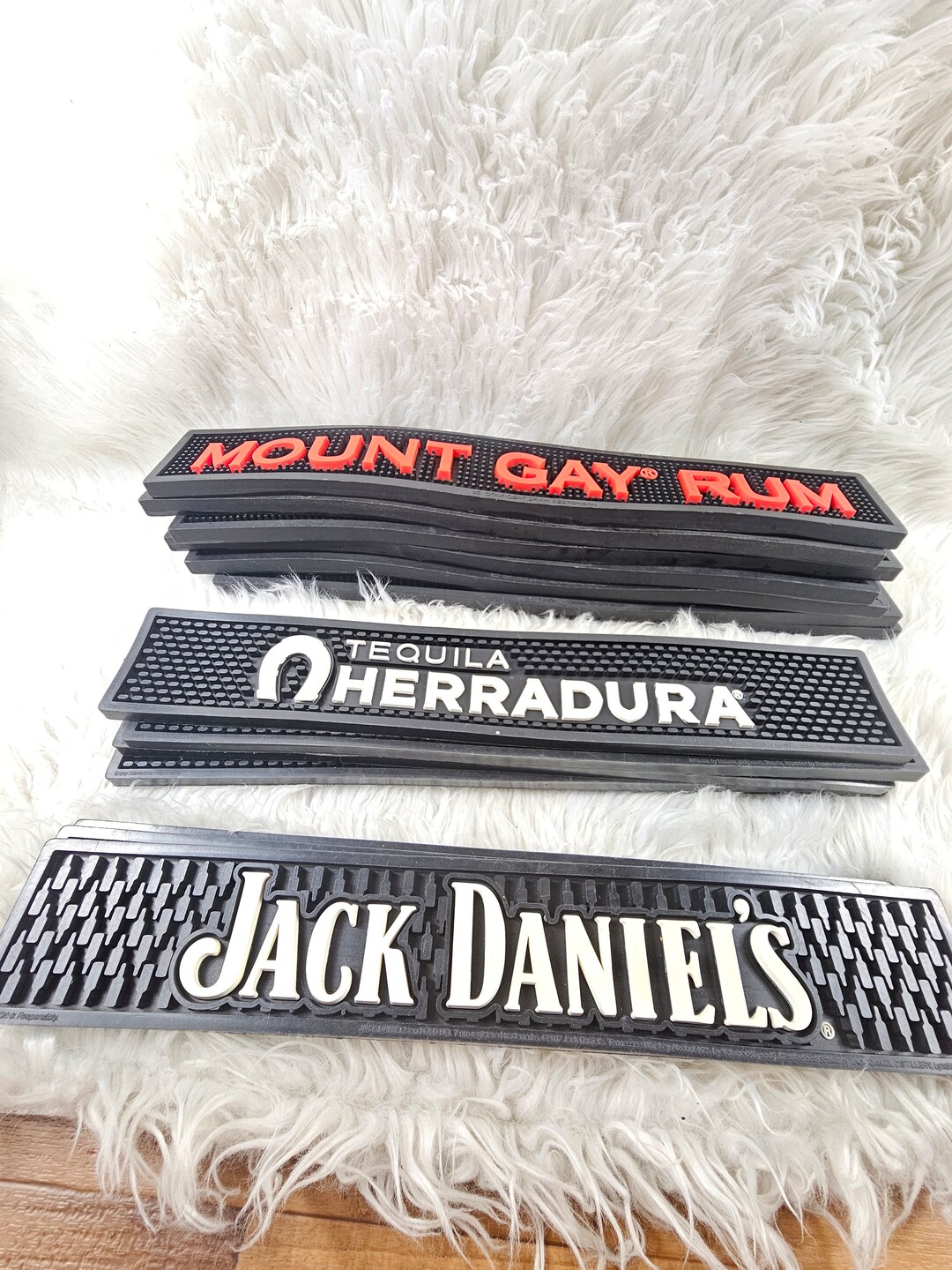 12 Bar Mats Rubber Original Size - 5 Mount Gay Rum - 5 Herradura ...
