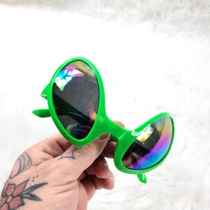 New Alien Green and Silver Festival Fashion Sunglasses Shades Cosplay ...
