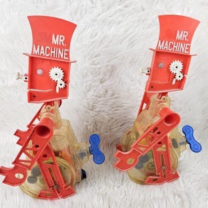 2 Vintage MR. MACHINE Robot Toys Ideal Toy Co. 1961 1977 Walk N Whistle ...