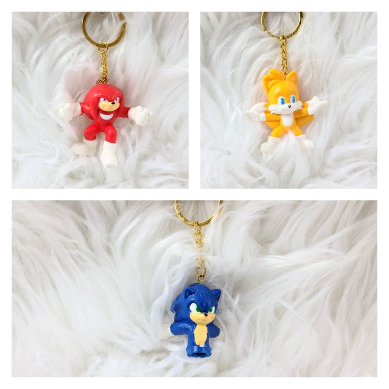 3 One of a Kind Sega Sonic the Hedgehog Knuckles and Tails Keychains ...
