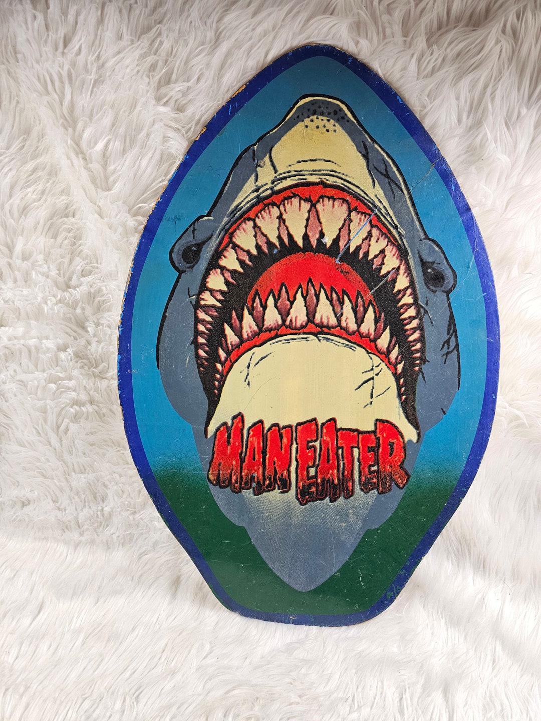 Vintage MANEATER SHARK SKIMBOARD Wood 1980s Jaws Beach House Wall Decor - Etsy