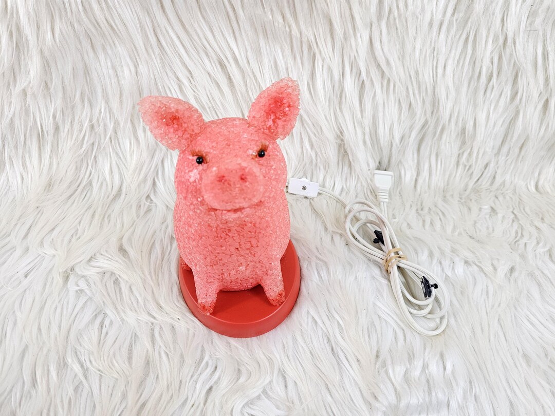 Vtg 2000 Y2K Melted Plastic Popcorn Pig Indoor Lamp Pink W/red Base - Etsy