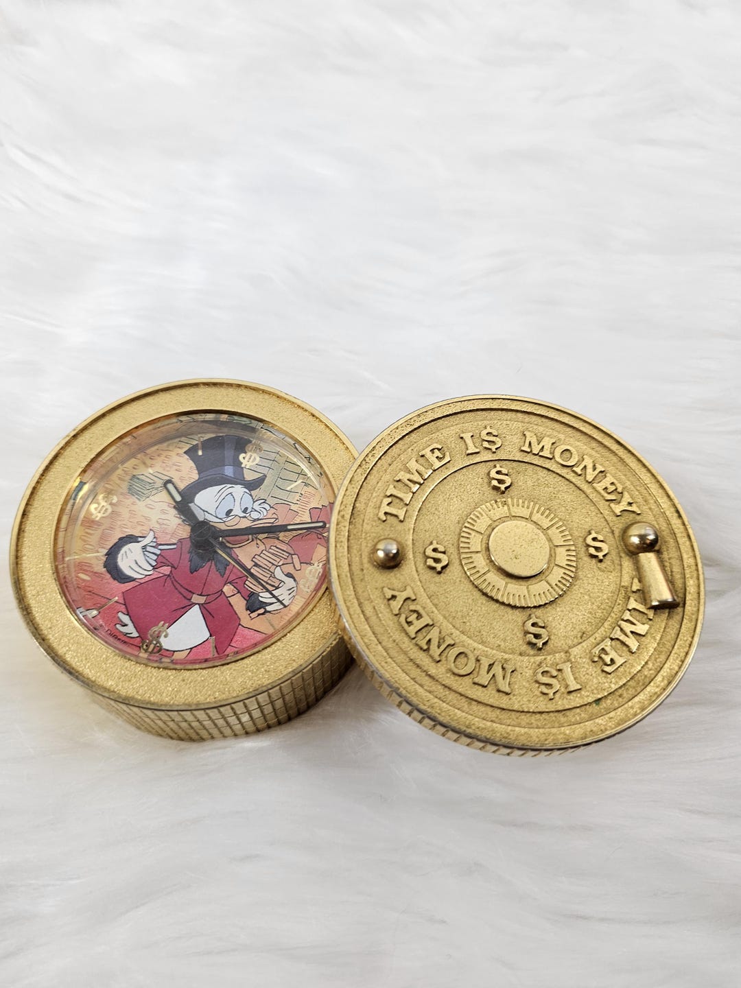 Walt Disney Scrooge Mcduck “time is Money” Brass Vault Coin Battery ...